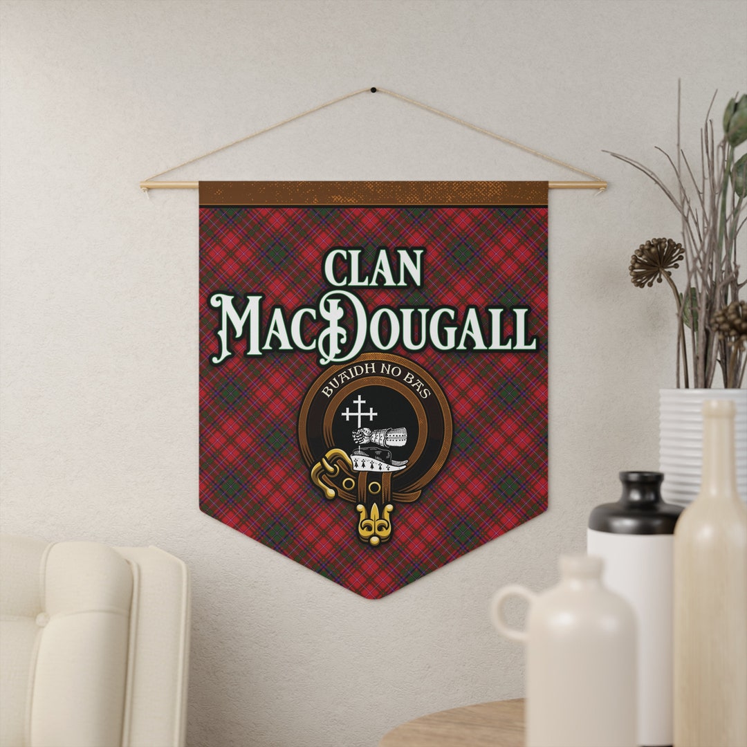 Macdougall Clan Tartan Pennant Banner, Scottish Family Crest Wall Art ...