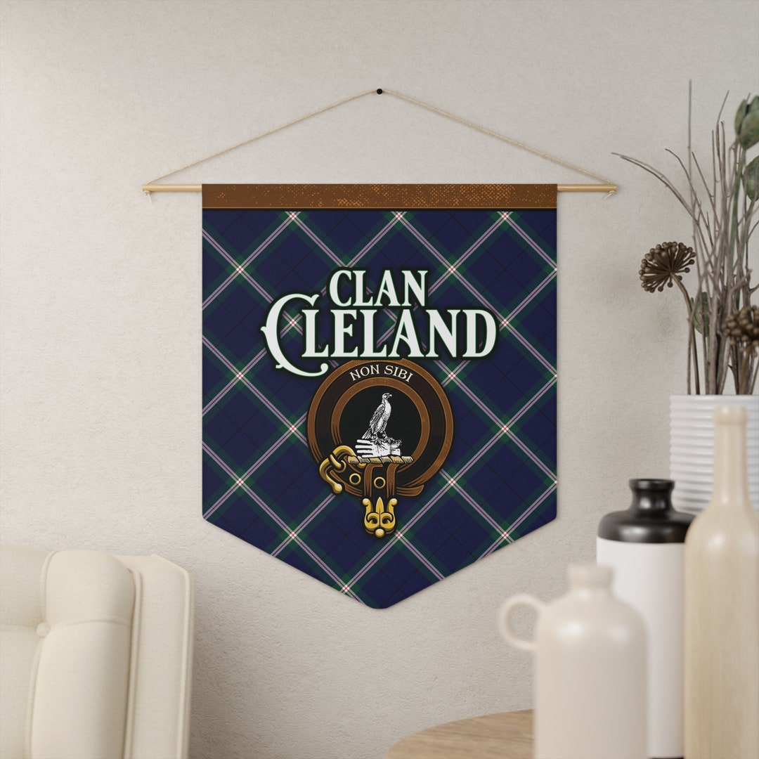 Cleland Clan Tartan Pennant, Scottish Family Crest Wall Hanging - Etsy