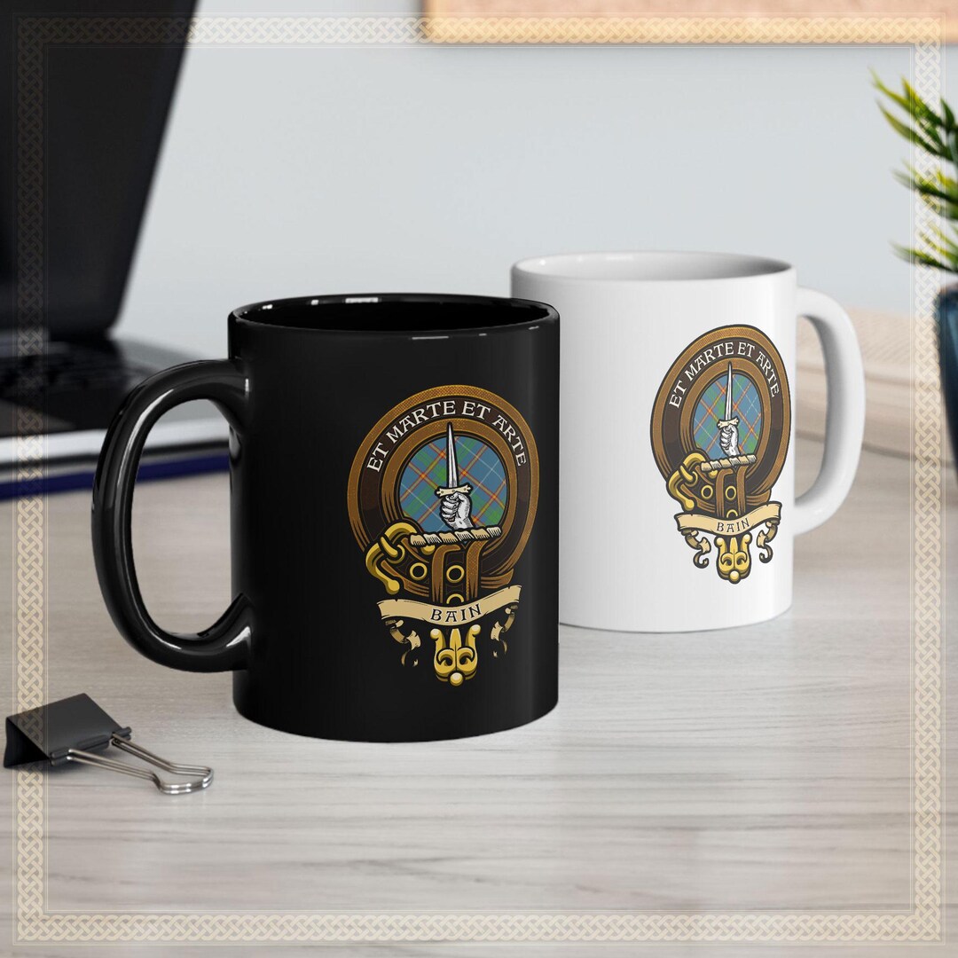 Clan Bain Scottish Heritage Clan Badge Mug – Family Crest & Tartan Cup ...