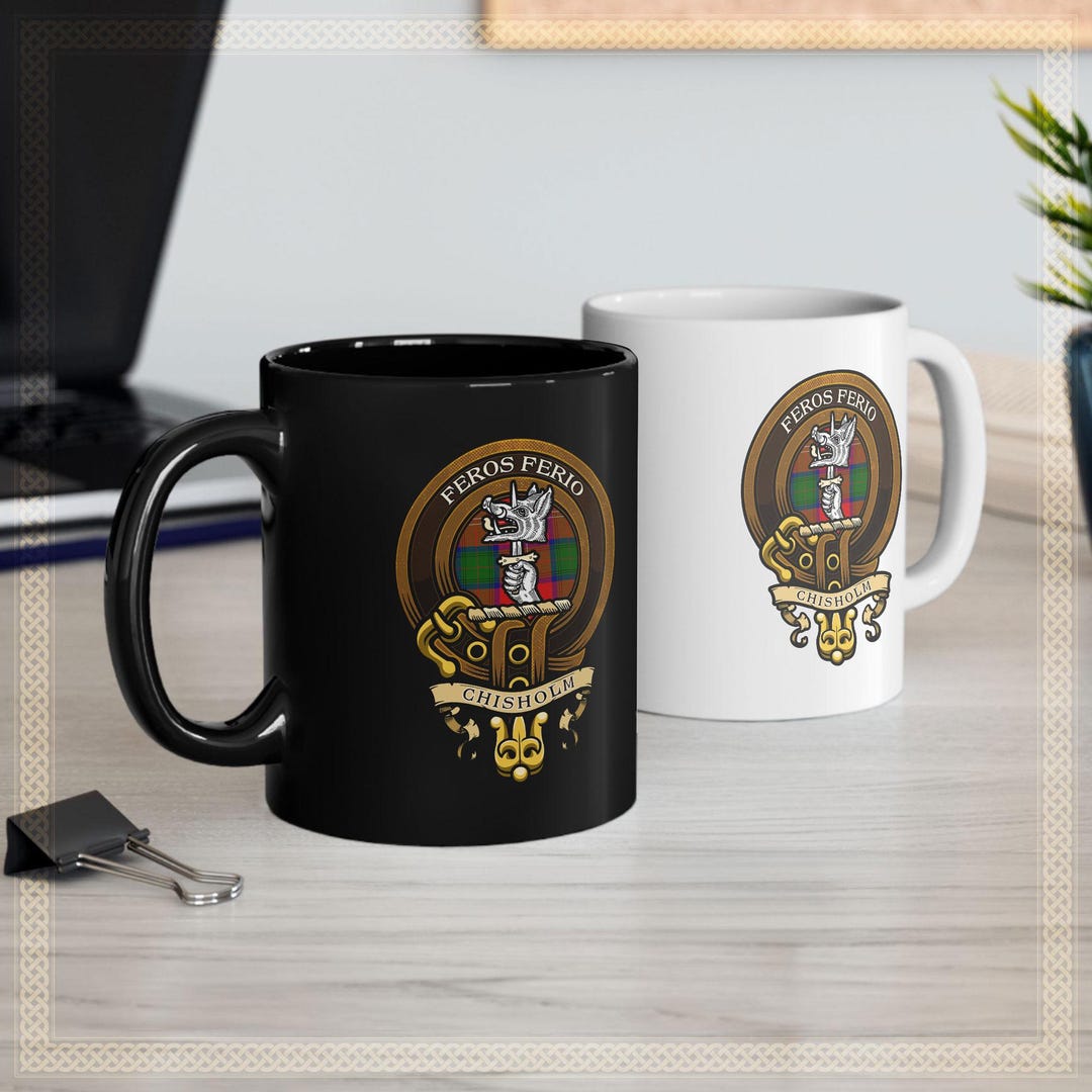Clan Chisholm Scottish Heritage Clan Badge Mug – Family Crest & Tartan ...