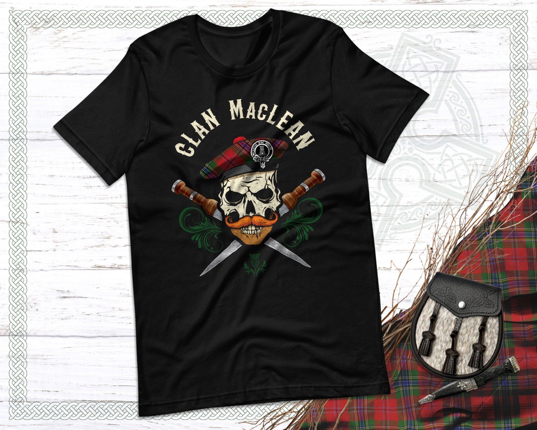 Clan MacLean Scottish Tartan Unisex T-Shirt, Biker-Schädel, MacLean ...