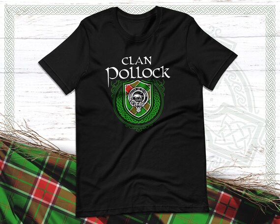 Clan Pollock Scottish Tartan T-shirt With Clan Crest Badge - Etsy