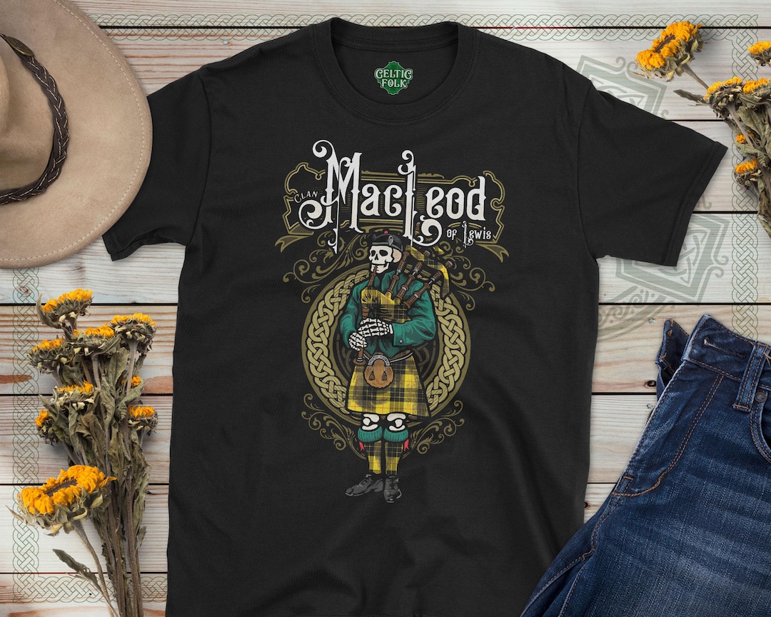 Clan Macleod of Lewis Scottish Tartan Skeleton Bagpiper T-shirt, Family ...