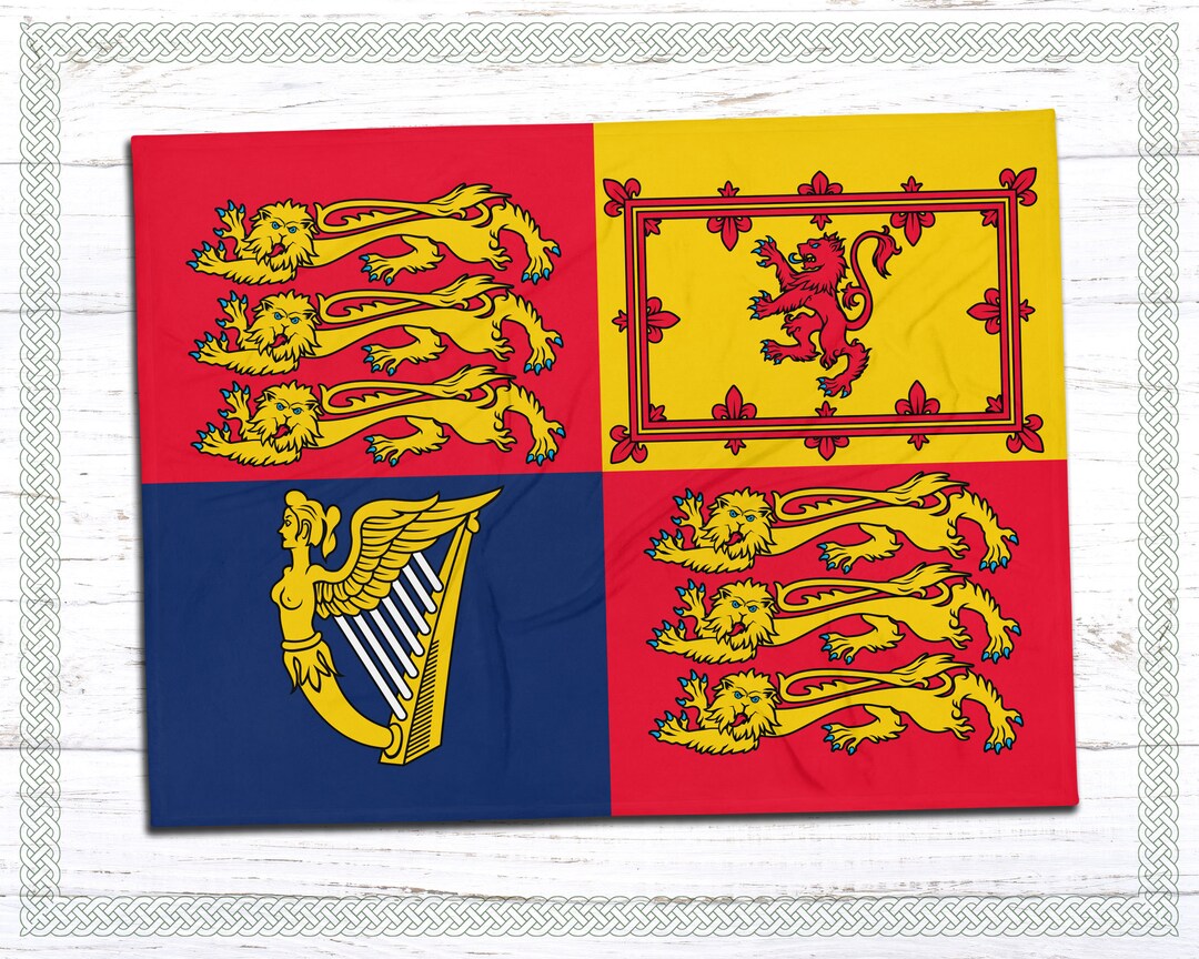 United Kingdom Royal Standard Lion Rampant Flag Throw Blanket, Heraldic ...