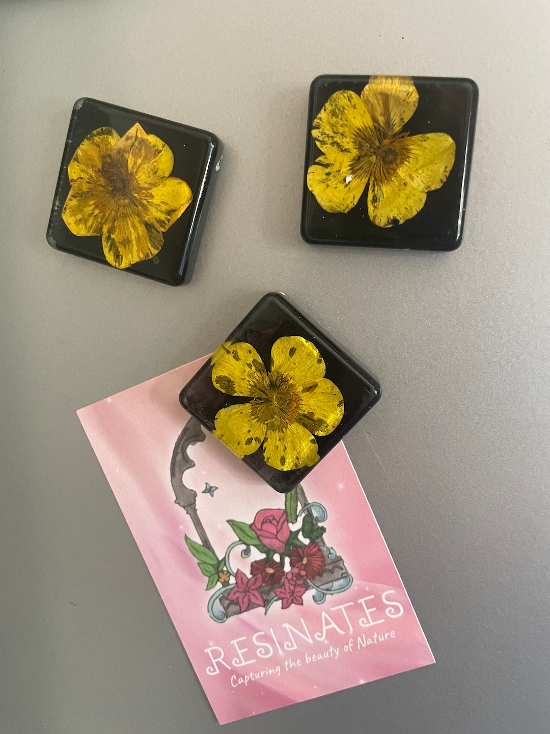 Resin and Real Flower Magnets Resin Home Decor Kitchen - Etsy