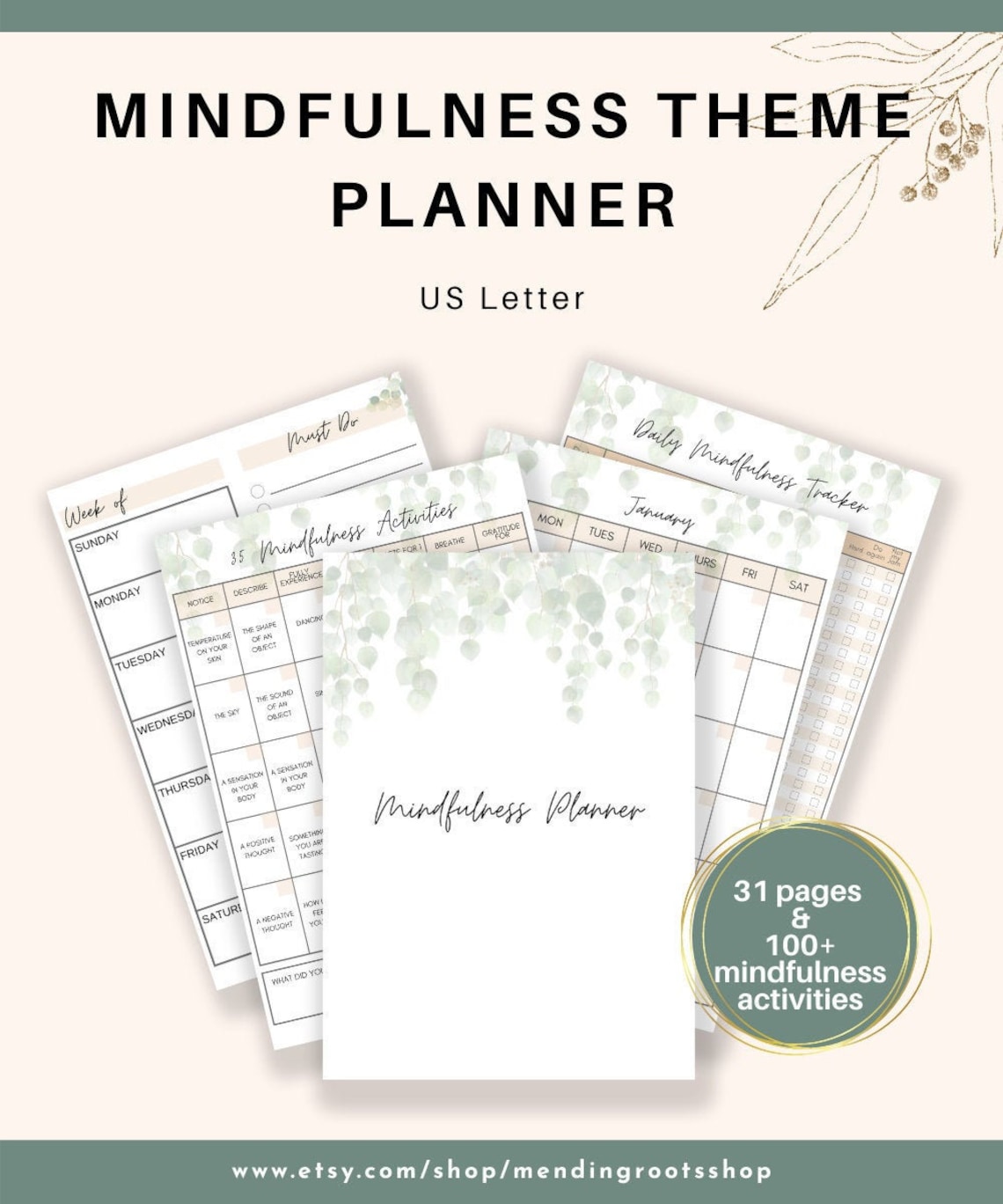 Mindfulness Theme Planner Journal 100 Achtsamkeitspraktiken - Etsy.de