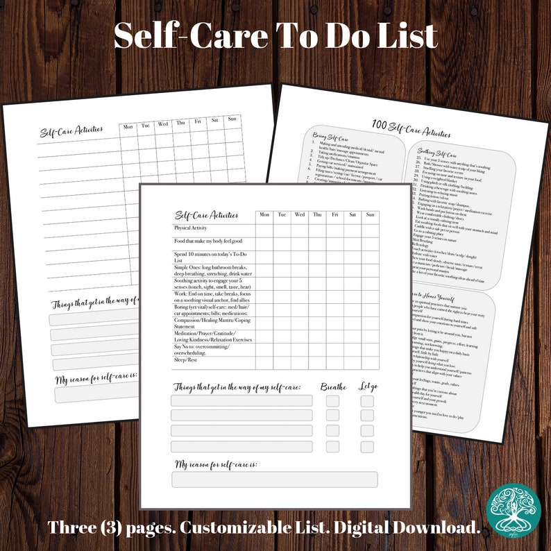 Self-care to Do List, Goal List, US Letter, Digital Download, 100 Self ...