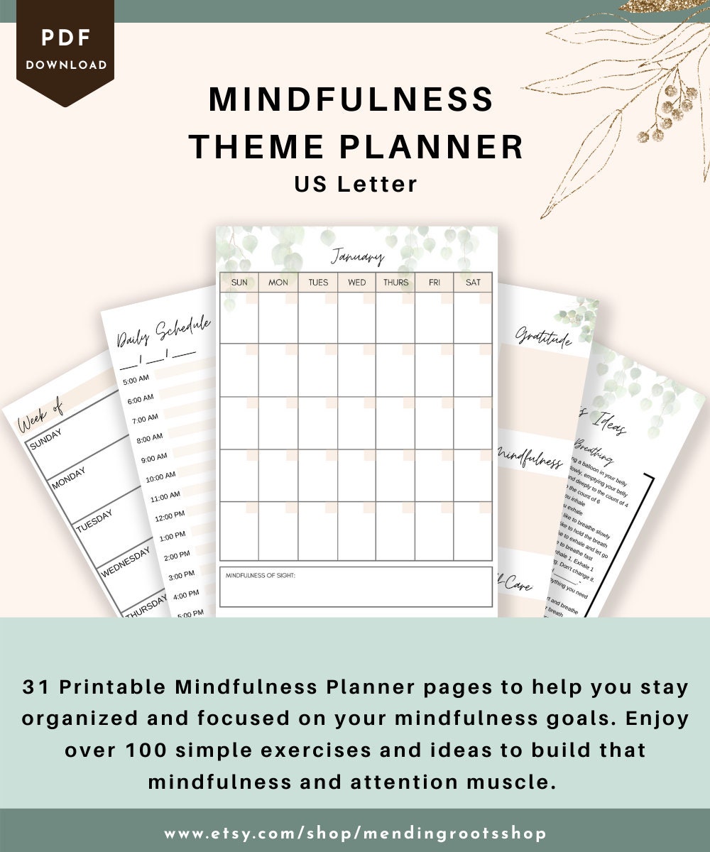 Mindfulness Theme Planner Journal 100 Achtsamkeitspraktiken - Etsy.de