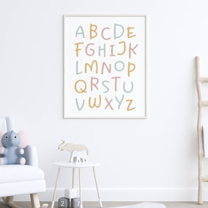 Alphabet Poster, ABC Printable, Pastel Alphabet Wall Art, Printable ...