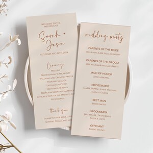 Boho Wedding Program Template, Desert Order of Service Card, Neutral ...