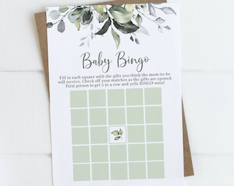 Printable Penguin Baby Shower Bingo 60 Unique Greenery Bingo - Etsy