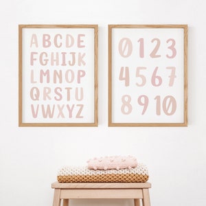 Alphabet and Numbers Poster, Neutral Alphabet and Numbers Printable ...