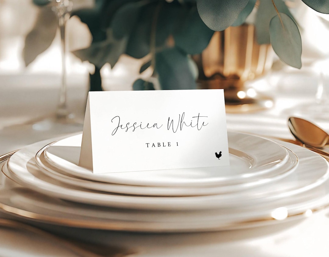 Wedding Place Cards With Meal Choice Template, Editable Name Card With ...
