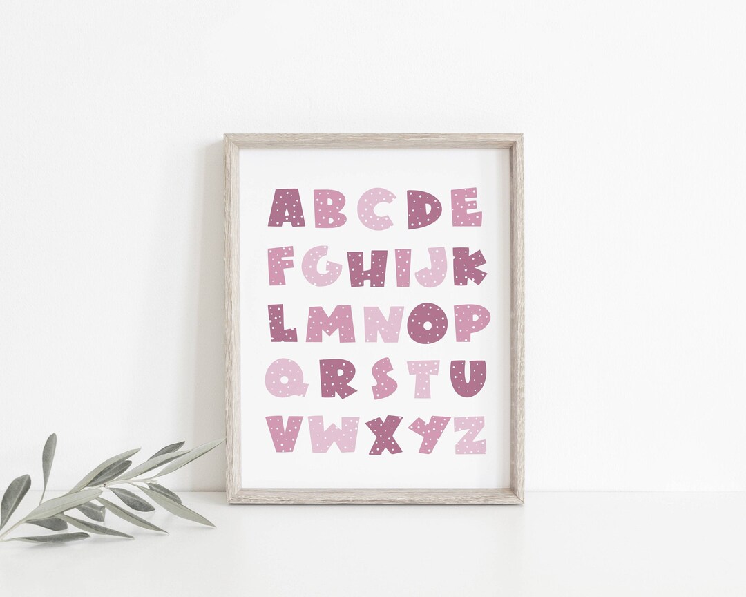 Alphabet Poster, Alphabet Printable, Pink Purple ABC Wall Art, Nursery ...