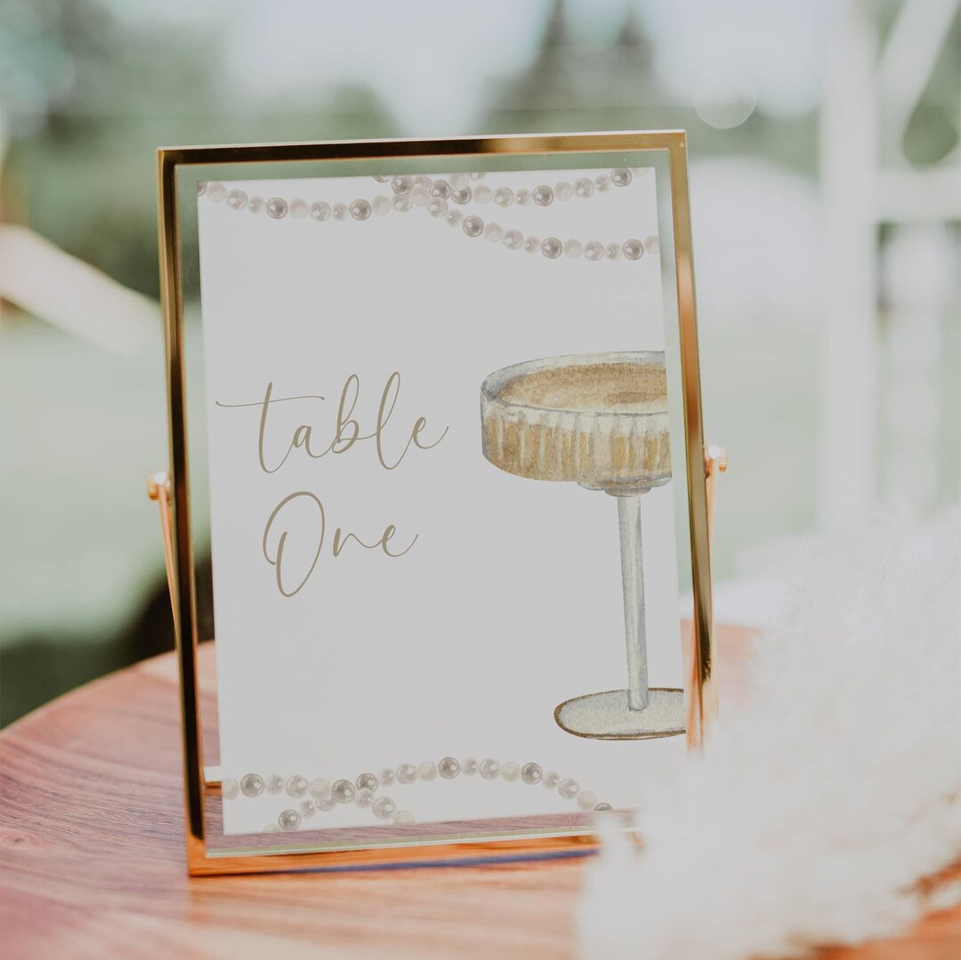 Pearls and Prosecco Table Number Template, Champagne Bridal Shower ...