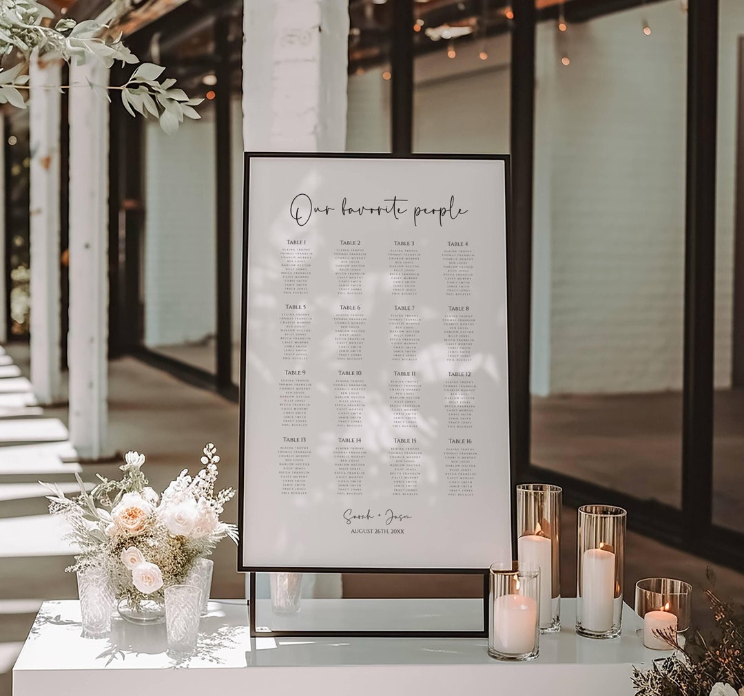 Minimalist Seating Chart Template, Modern Find Your Seat, Editable ...