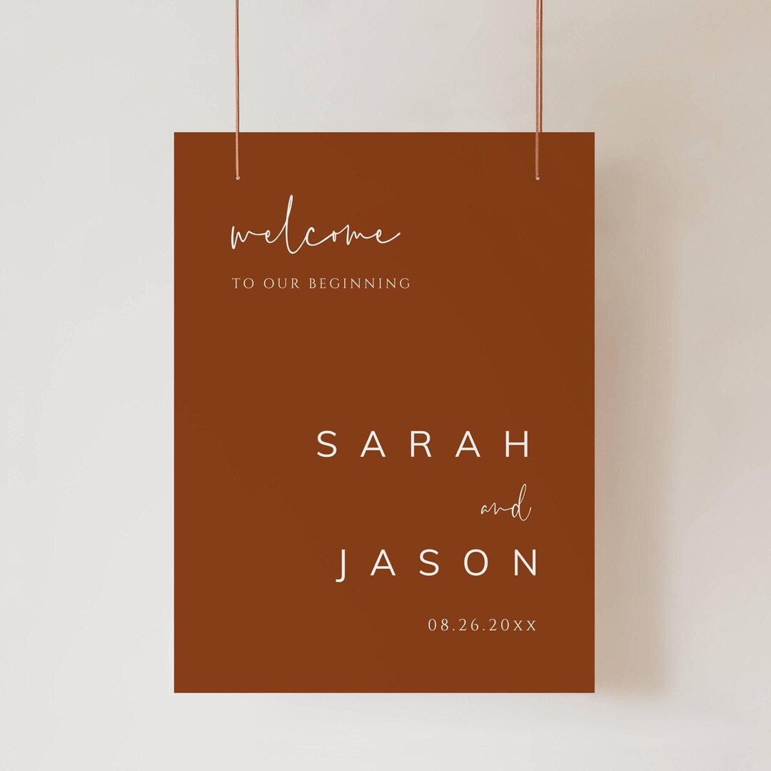 Fall Wedding Welcome Sign Template, Rust Orange Welcome Poster ...
