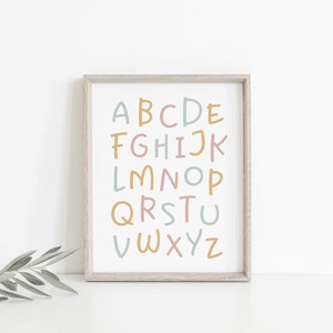 Alphabet, Rainbow, Numbers Poster, Rainbow Printable, Pastel Nursery ...