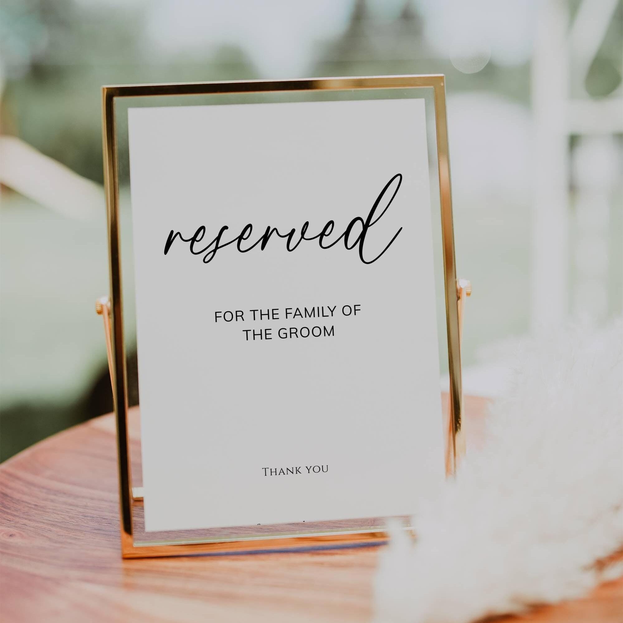 Editable Reserved Sign Template, Minmalist Wedding Reserved Sign ...