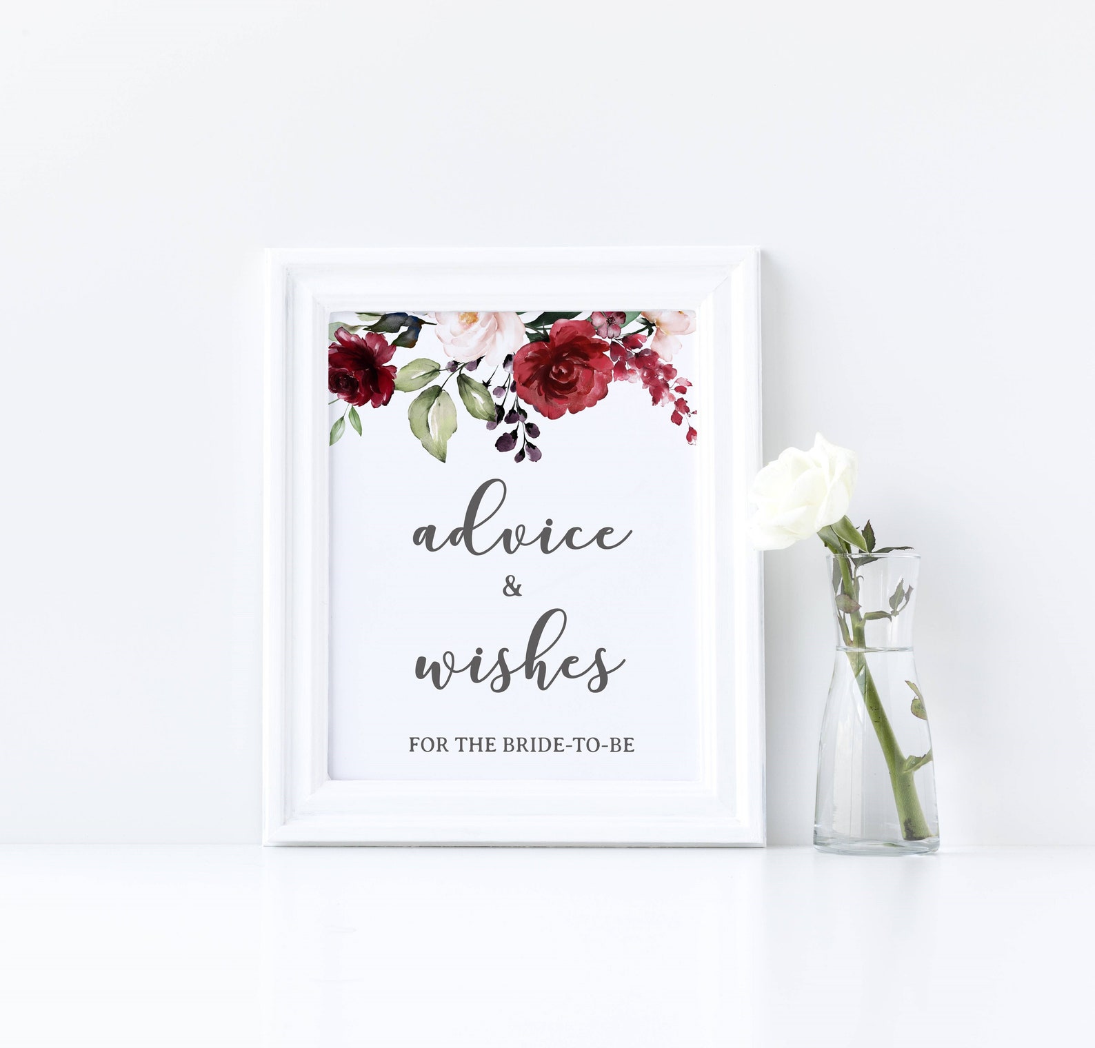 Advice and Wishes for the Bride to Be Sign Burgundy Floral - Etsy Canada