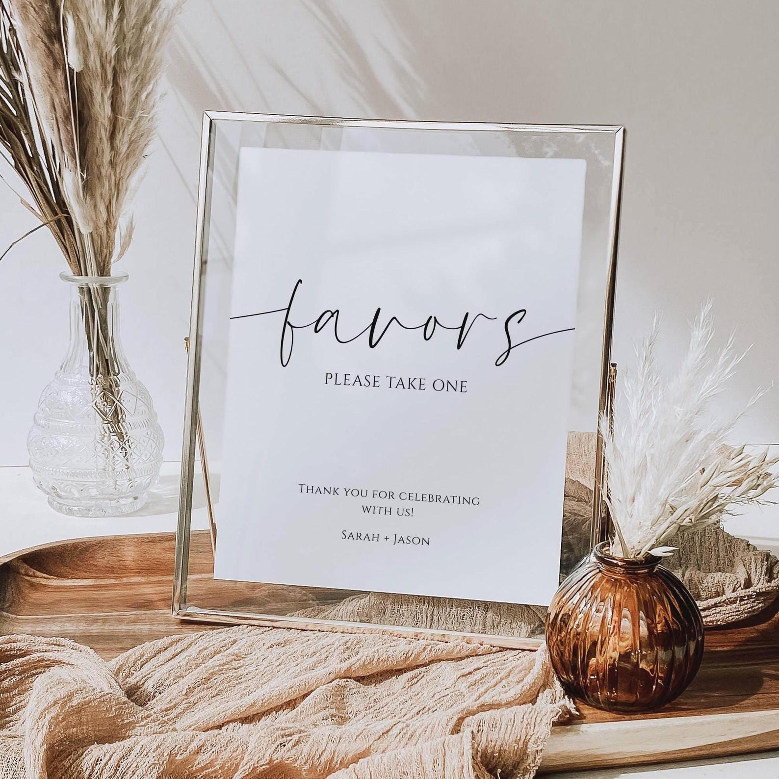 Minimalist Wedding Favors Sign Template, Modern Favors Table Sign ...