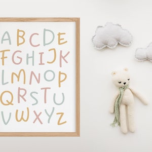 Alphabet Poster, ABC Printable, Pastel Alphabet Wall Art, Printable ...