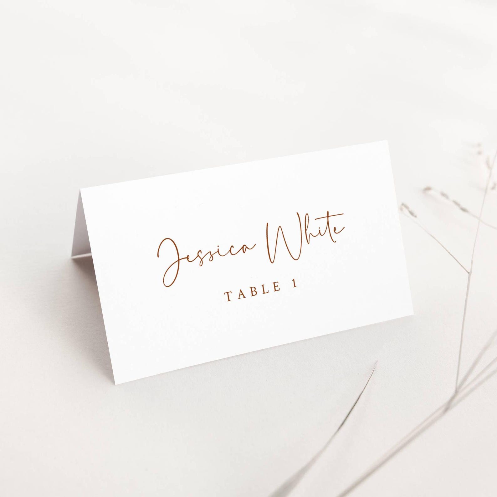 Boho Wedding Place Cards Template, Modern Minimalist Editable Name Card ...