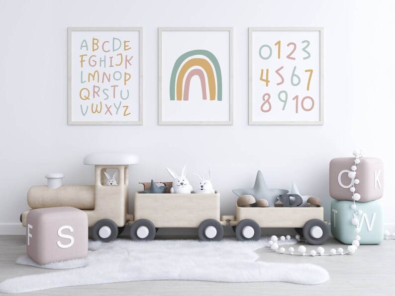 Alphabet Rainbow Numbers Poster Rainbow Printable Pastel - Etsy