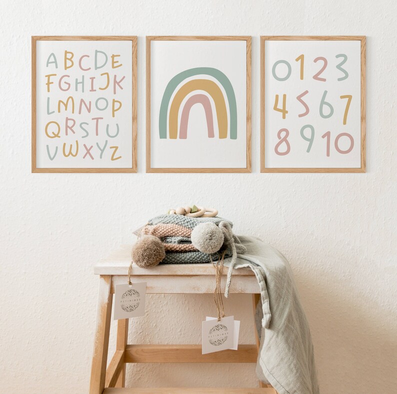 Alphabet Rainbow Numbers Poster Rainbow Printable Pastel - Etsy