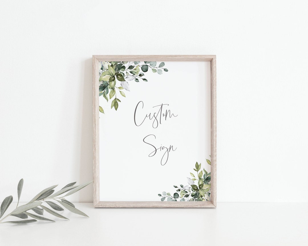 Greenery Custom Sign Template, Eucalyptus Wedding Template, Editable ...