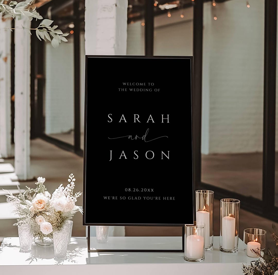 Minimalist Black Wedding Welcome Sign Template, Elegant Welcome Poster ...
