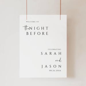 Rehearsal Dinner Welcome Sign, Welcome to the Night Before Template ...