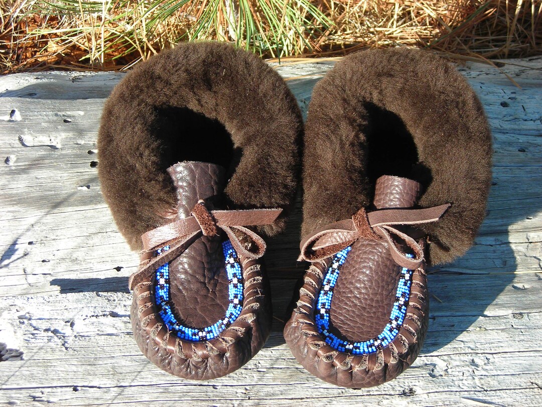 Womens Size 6 : Beaded Bison and Sheep Moccasins - Etsy