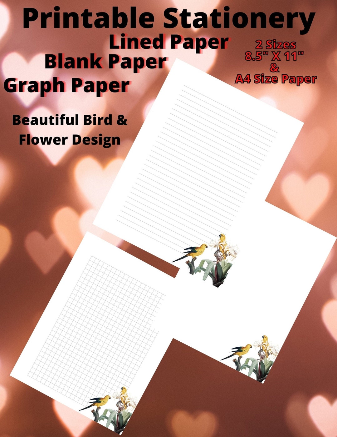 Printable Stationary, Printable Writing Paper, Printable Paper, A4, 8 ...