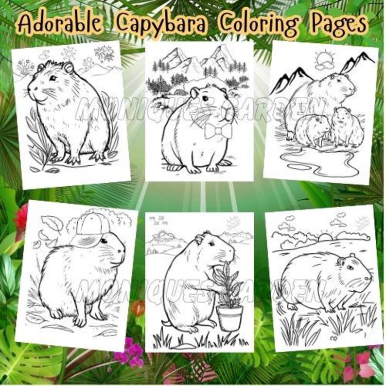 Capybara Coloring Pages: Relaxing Animal Art (PDF Download 8"x11") - Etsy