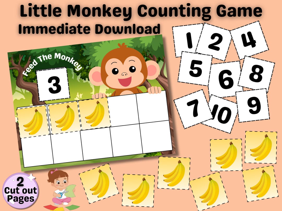 Monkey Number Counting Activity | Preschool Printable (digital Download ...