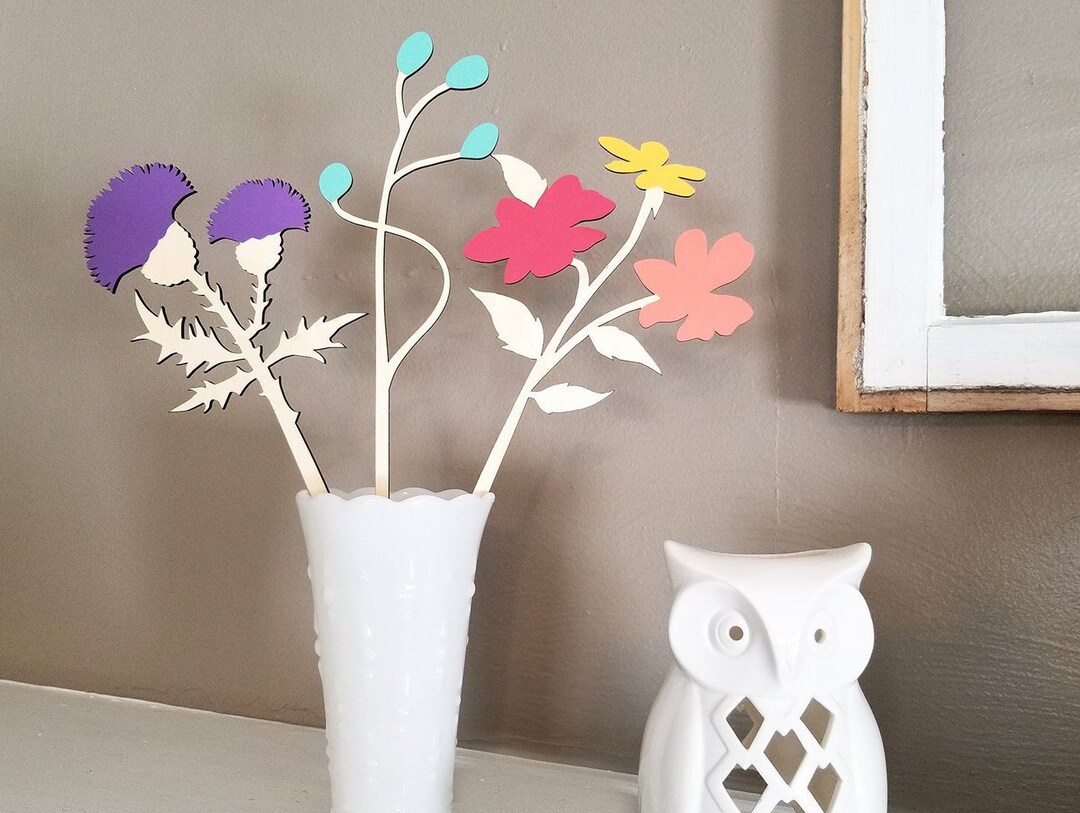 Wooden Flowers / Wood Flower / Wood Flower Stems / Large Wood Flowers ...