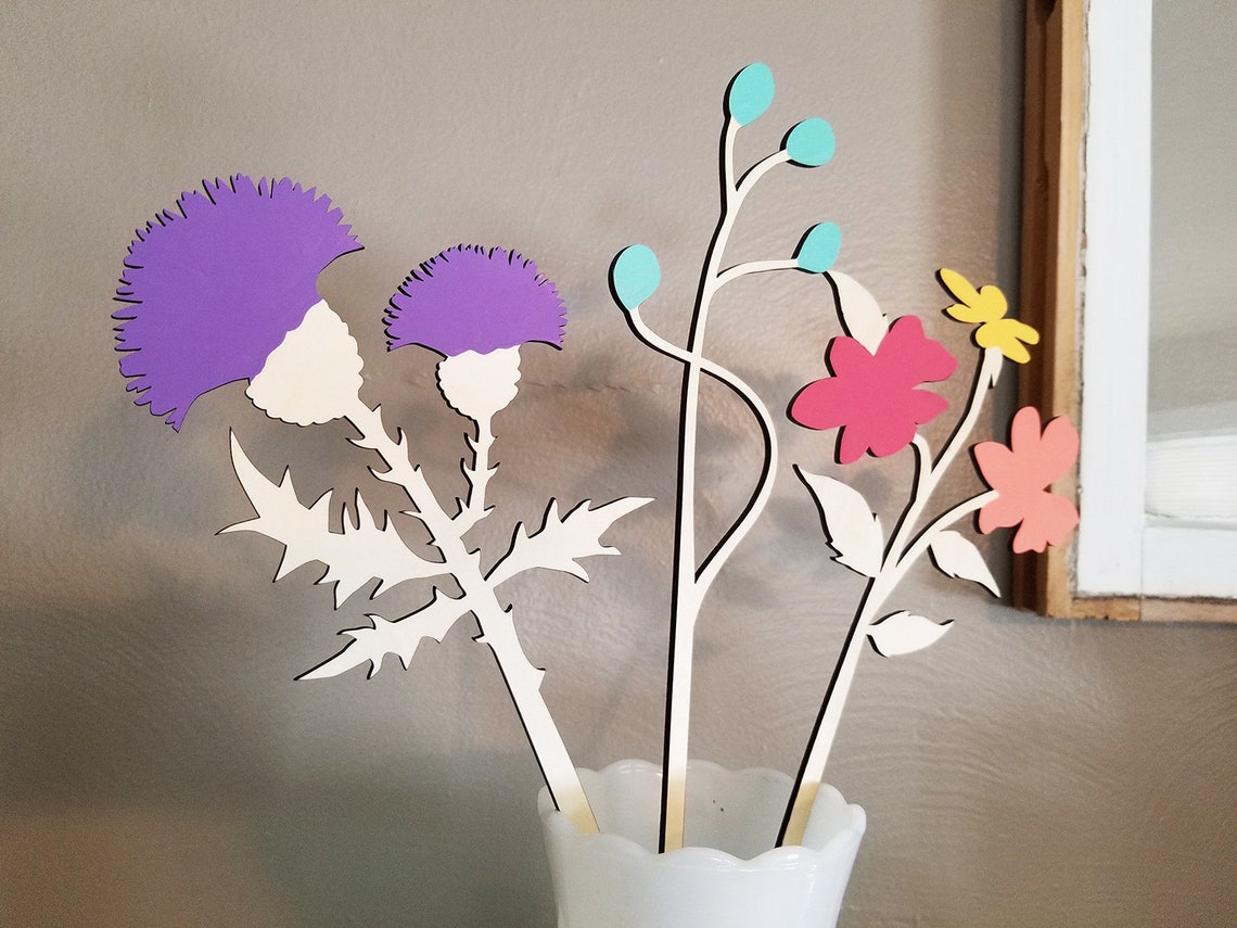 Wooden Flowers / Wood Flower / Wood Flower Stems / Large Wood - Etsy