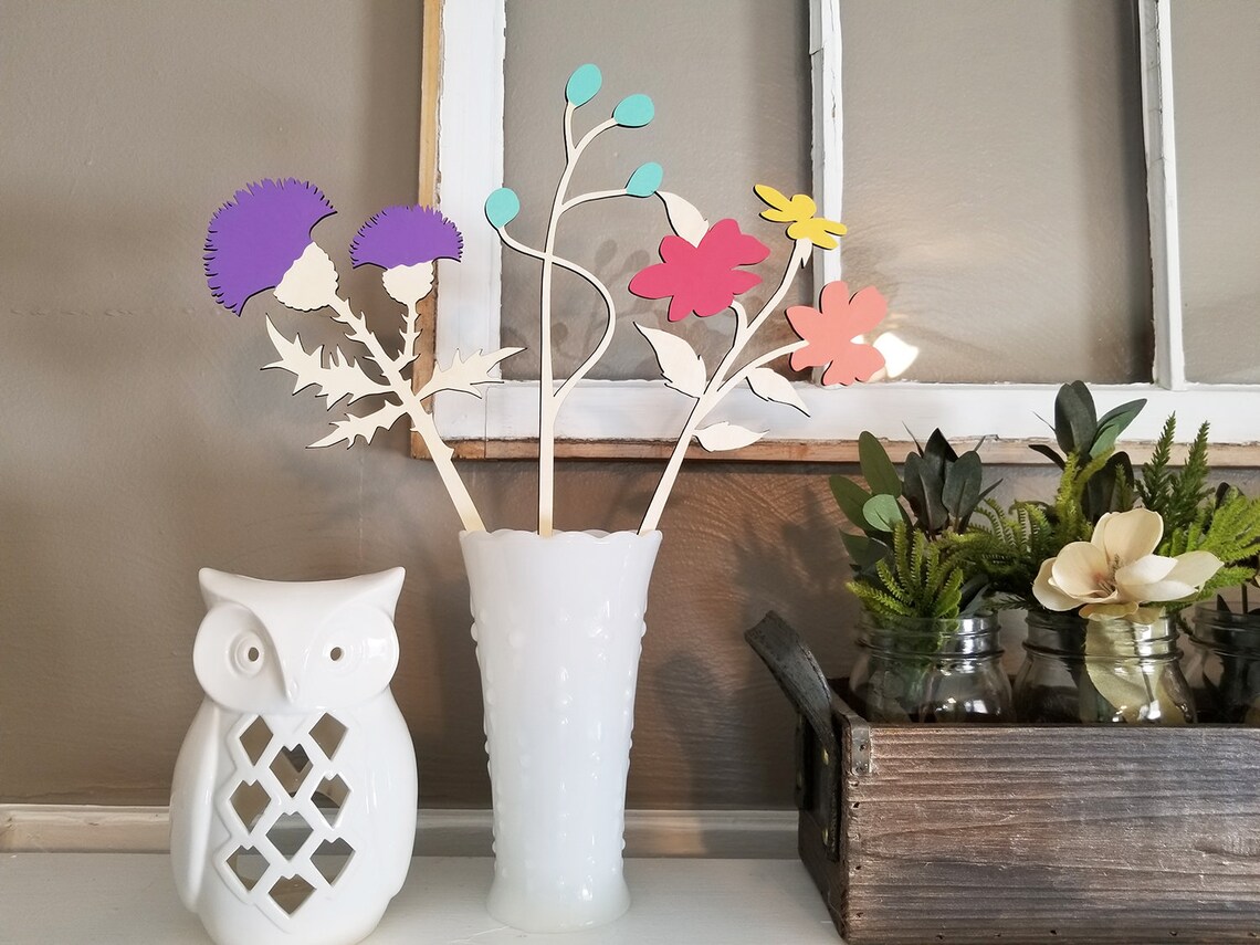 Wooden Flowers / Wood Flower / Wood Flower Stems / Large Wood - Etsy