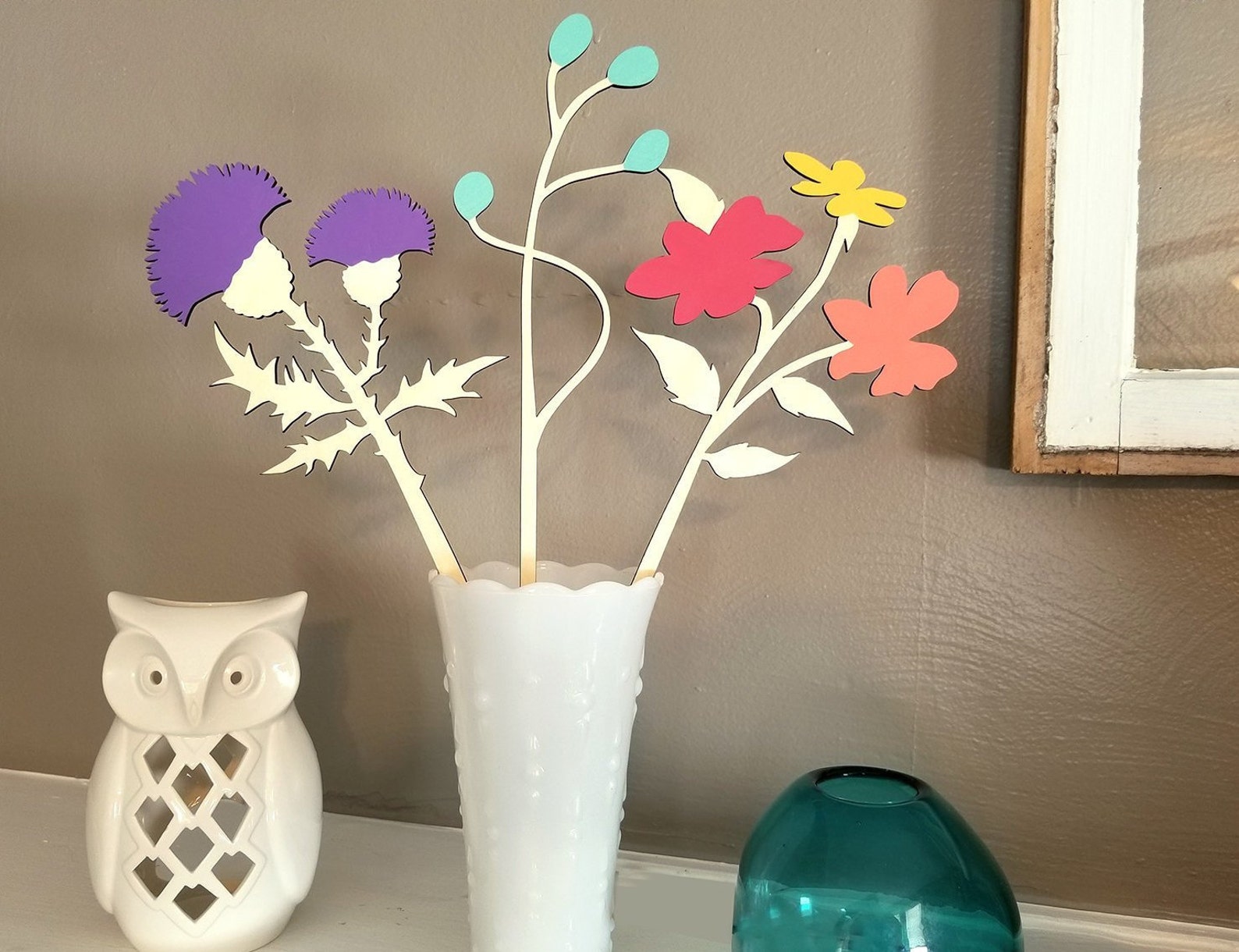 Wooden Flowers / Wood Flower / Wood Flower Stems / Large Wood | Etsy