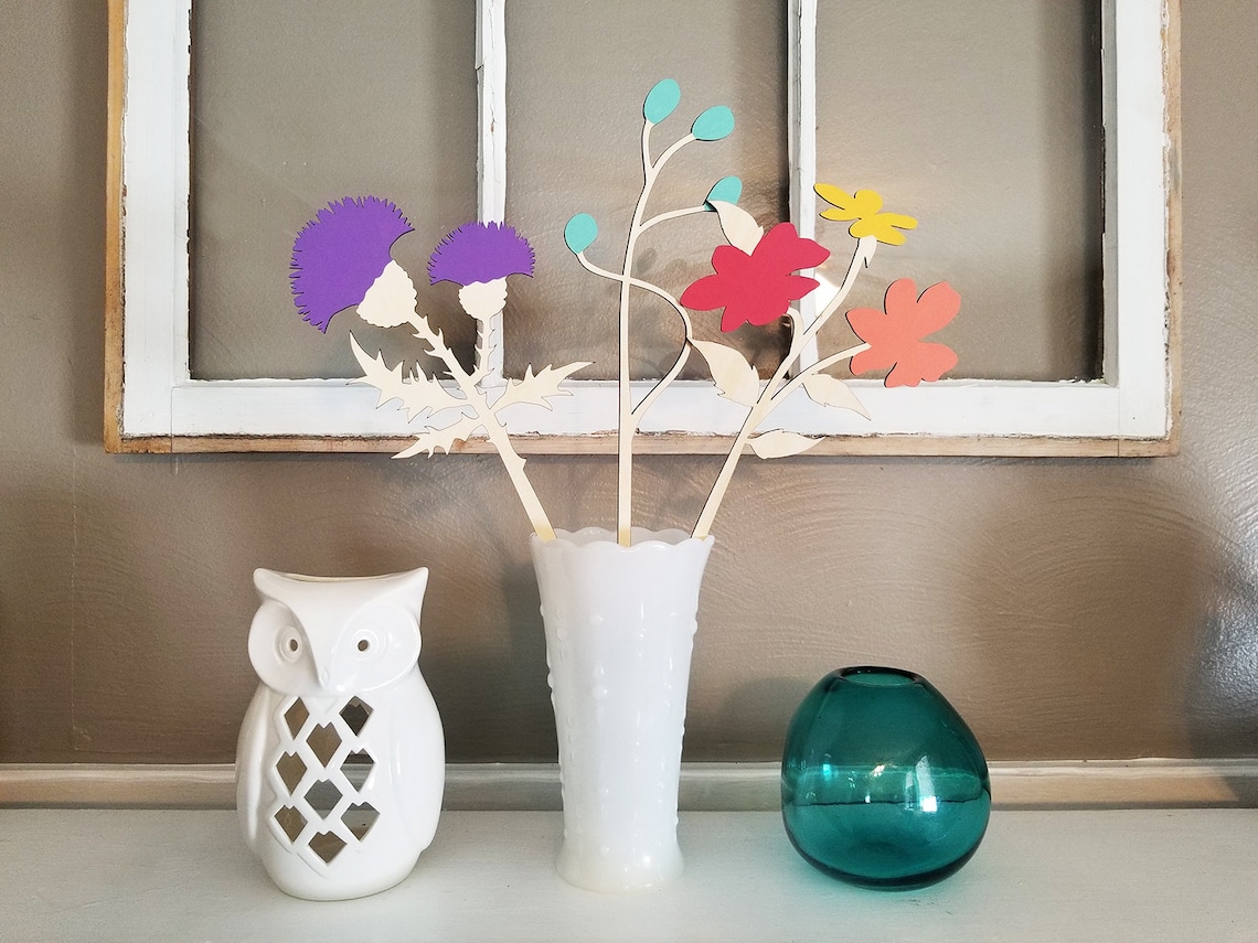 Wooden Flowers / Wood Flower / Wood Flower Stems / Large Wood | Etsy