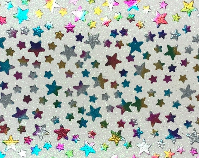 RAINBOW STARS Faux Leather Glitter Sheet, Diy Hair Bow Supplies, Stars ...
