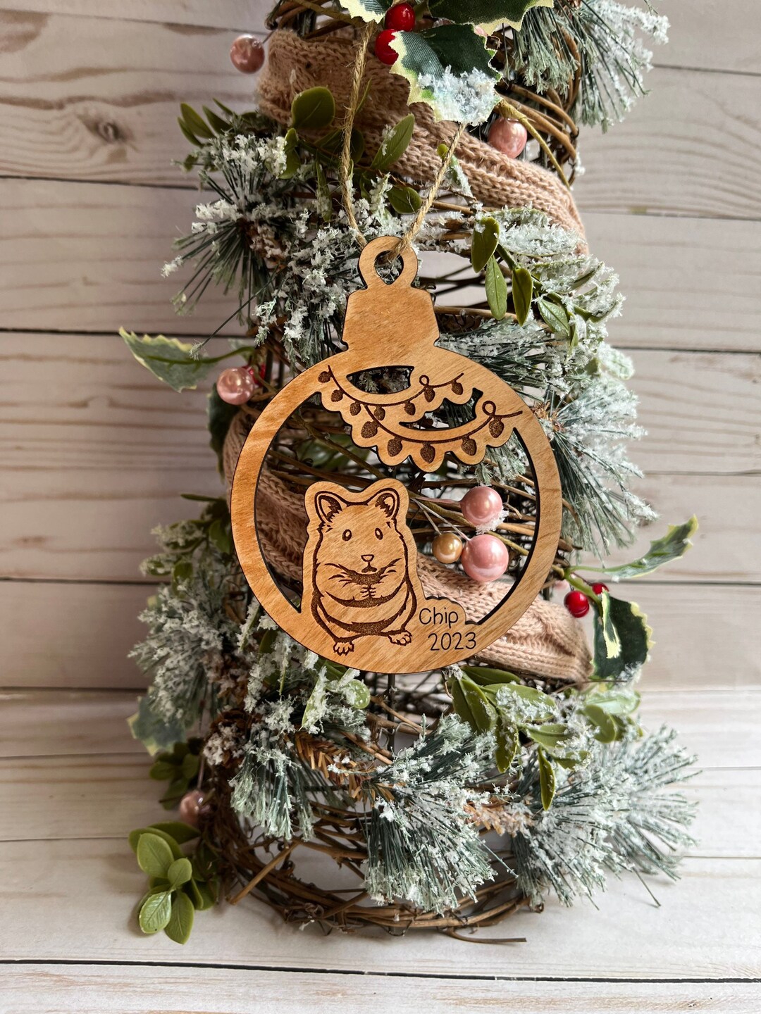 Hamster , Gopher Wood Ornament for Christmas , Custom Name , for Kids ...
