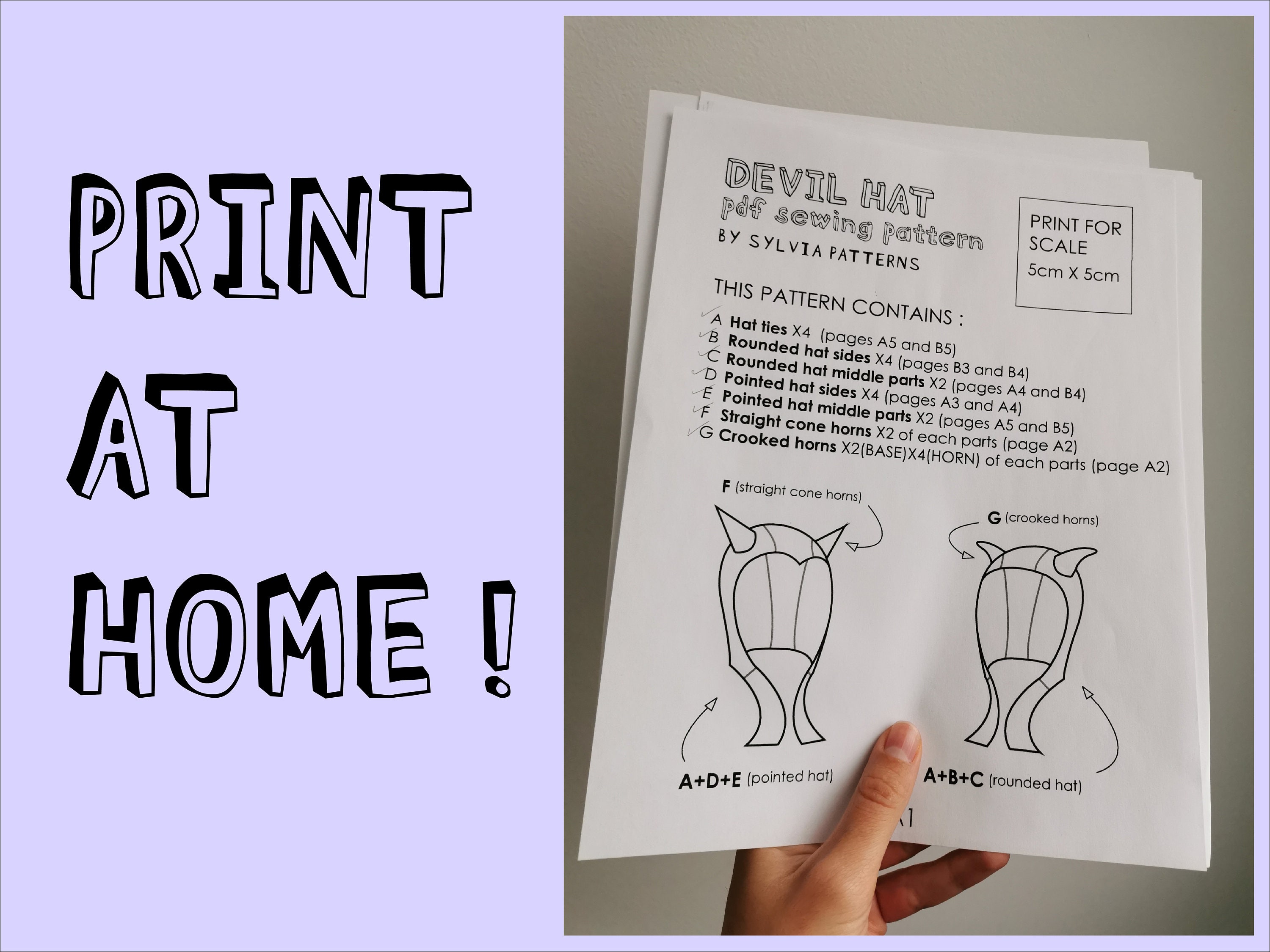 Devil Hat Printable PDF Sewing Pattern 4 Versions - Etsy UK