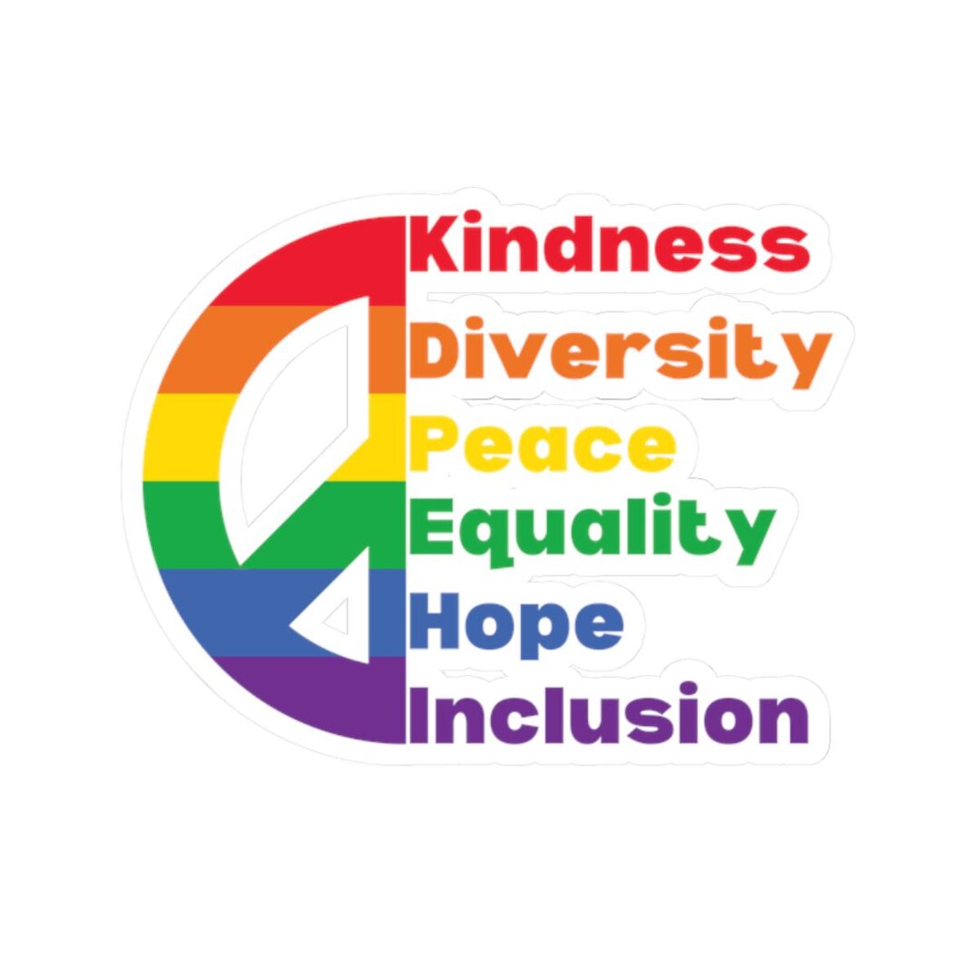 Rainbow Peace Symbol Kiss-cut Stickers, Kindness Diversity Peace ...