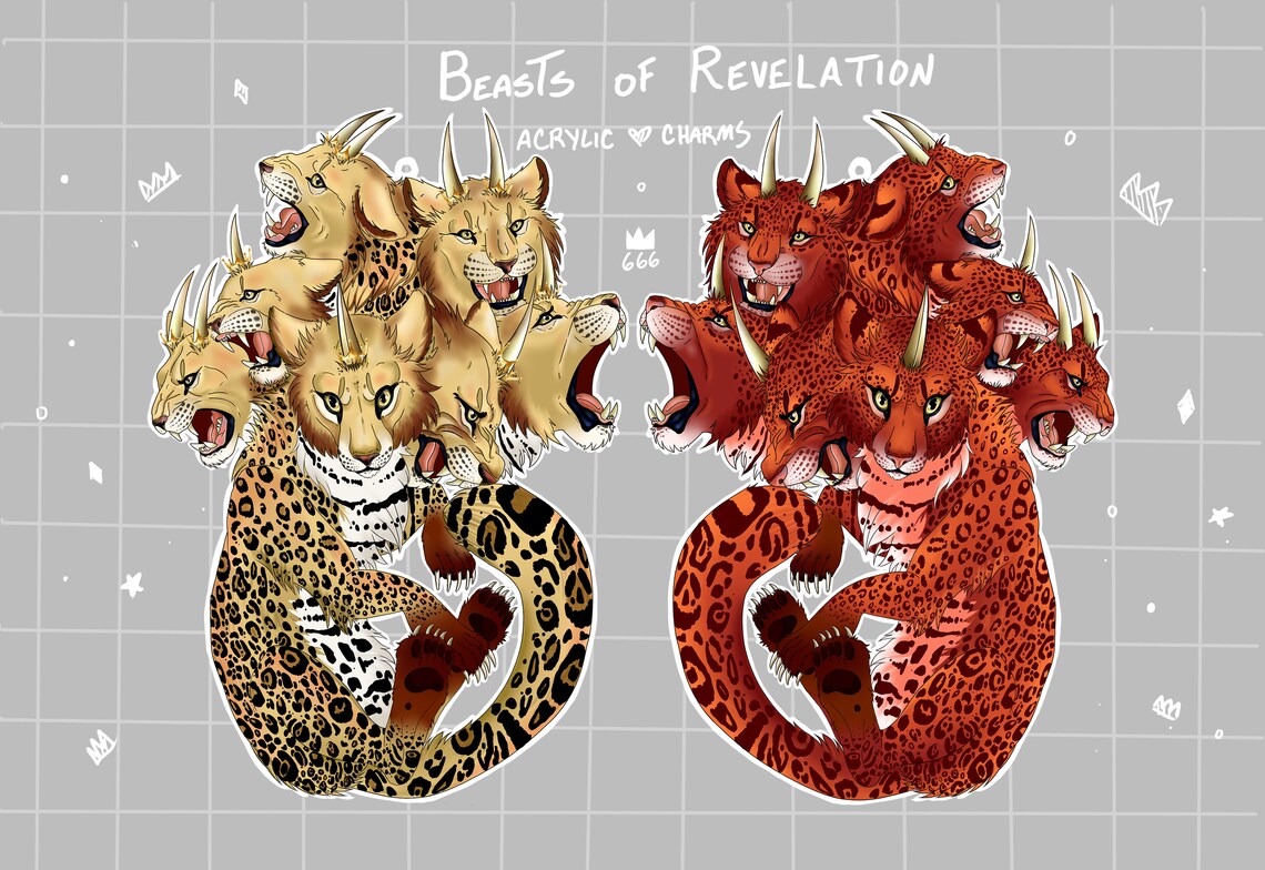 The Seven Headed Beasts of Revelation Scarlet Beast 666 | Etsy België