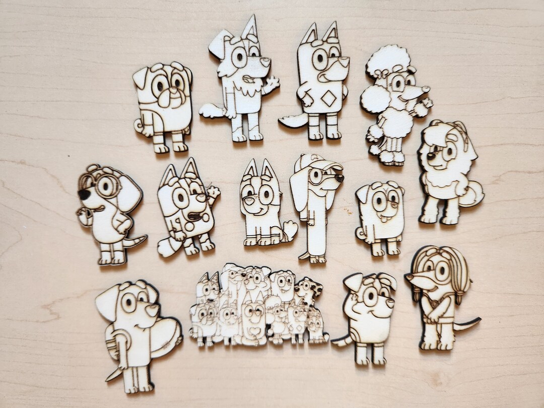 Bluey Inspired Wooden Magnets Laser Engraved Bluey Friends, Coco ...