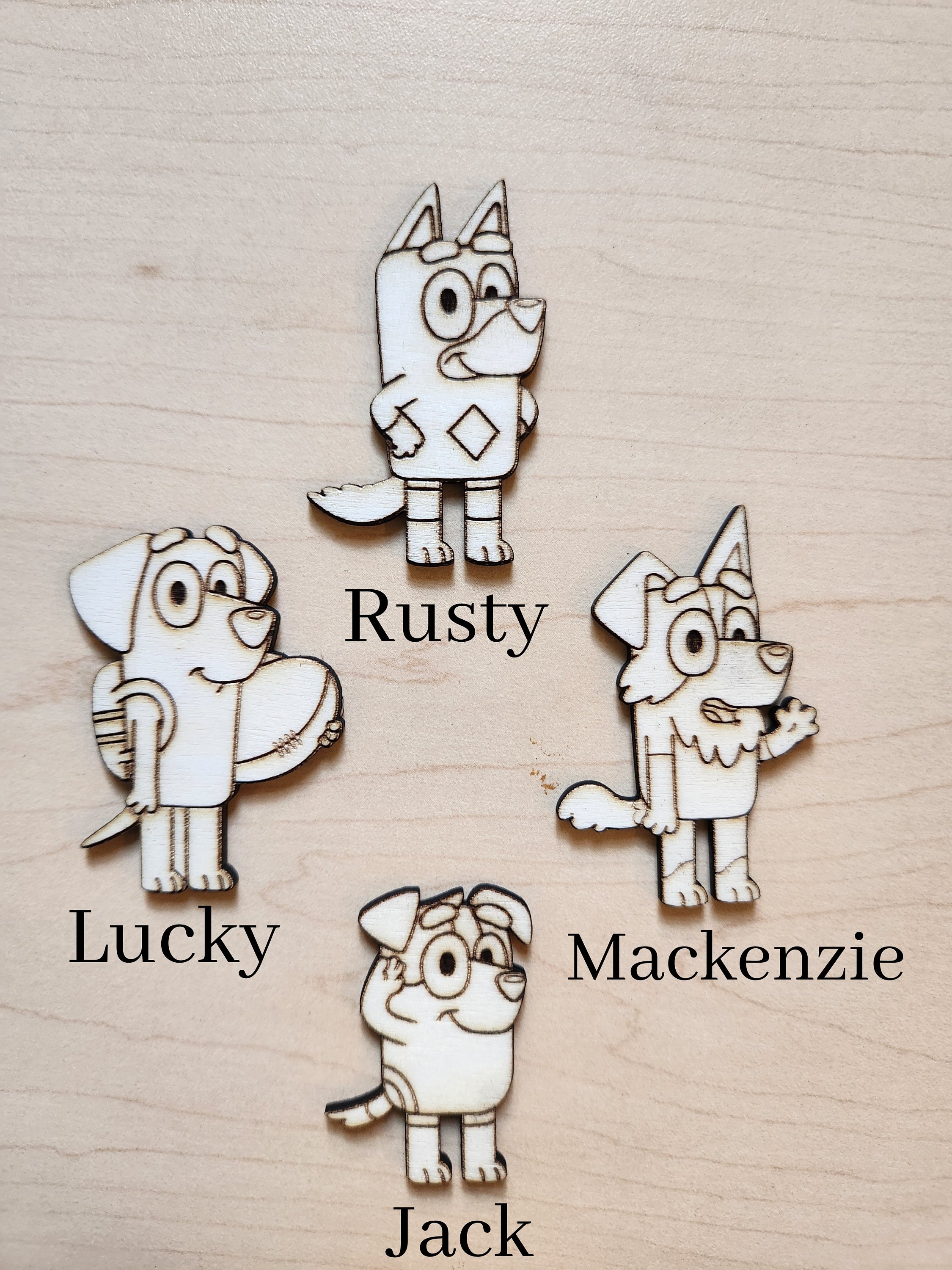 Bluey Inspired Wooden Magnets Laser Engraved Bluey Friends, Coco ...