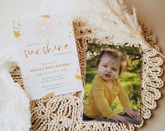 Editable Sun Birthday Invitation Sunshine Birthday Invitation With ...