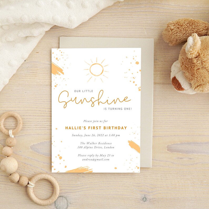 Sunshine Invitation First Birthday Invitation Photo - Etsy